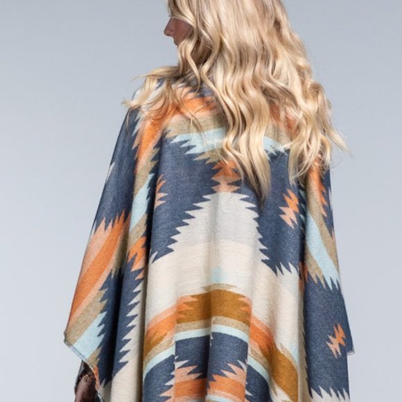 Shop_Fig | Sweaters | New Aztec Western Fringe Poncho Blanket Cardigan ...